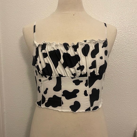SHEIN | Tops | Xl Shein Cow Print Crop Top | Poshmark